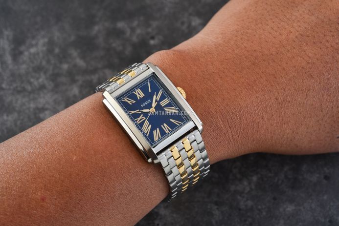 Fossil Carraway FS6010 Men Blue Dial Dual Tone Stainless Steel Strap ...