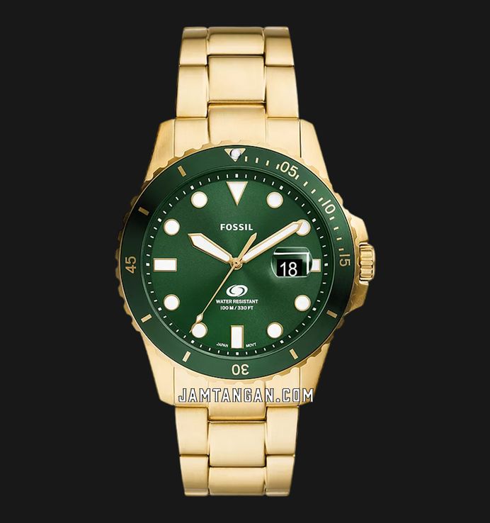 Fossil Blue Dive FS6030 Men Green Dial Gold Stainless Steel Strap ...