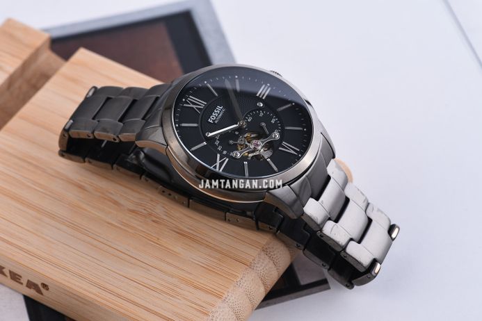 Fossil Townsman ME3172 Automatic Black with Open Heart Dial Smoke ...