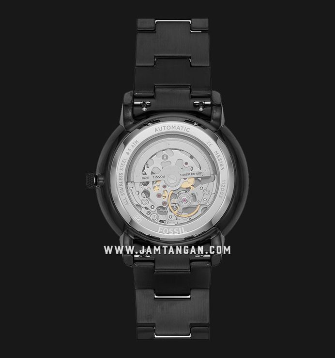 Fossil Neutra ME3183 Automatic Men Skeleton Dial Black Stainless Steel ...