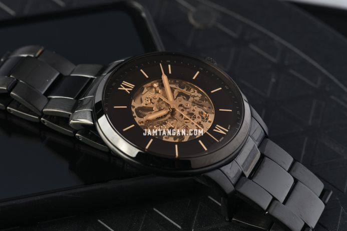Fossil Neutra ME3183 Automatic Men Skeleton Dial Black Stainless Steel ...