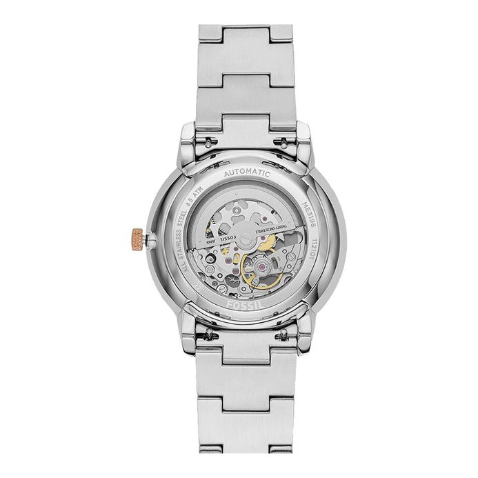 Fossil Neutra ME3196 Automatic Men Semi Skeleton Dial Two Tone ...