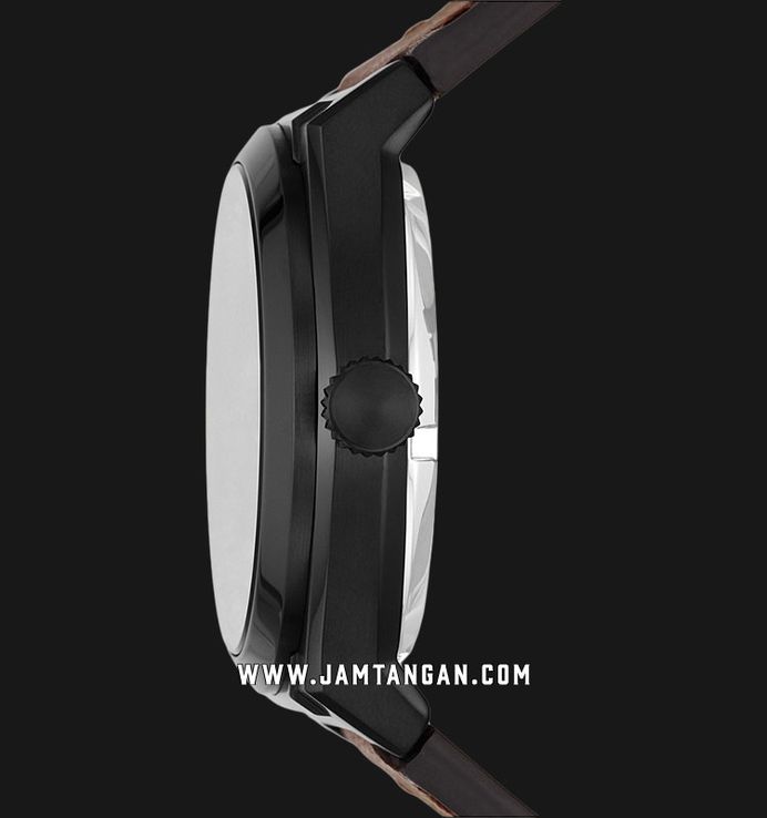 Fossil Everett ME3207 Men Automatic Skeleton Dial Dark Brown Leather ...