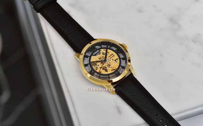 Fossil Townsman ME3210 Automatic Skeleton Dial Black Leather Strap ...