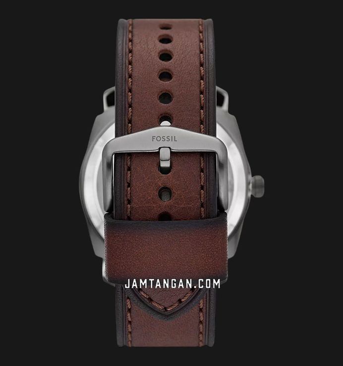 Fossil Machine ME3254 Men Automatic Skeleton Grey Dial Brown Leather ...