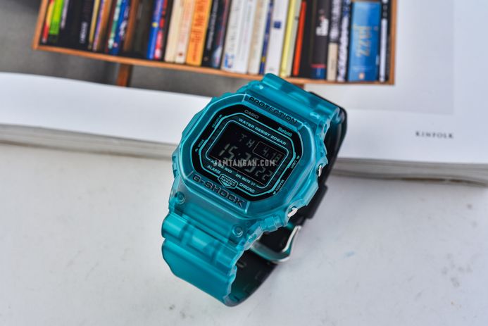 Casio G-Shock DW-B5600G-2DR Digital Dial Turquoise Transparent Resin ...