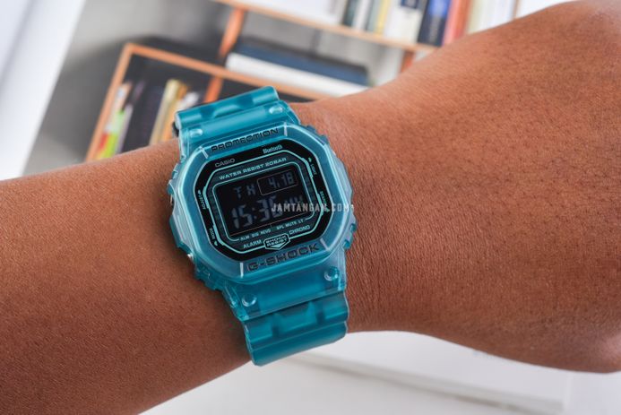 Casio G-Shock DW-B5600G-2DR Digital Dial Turquoise Transparent Resin ...