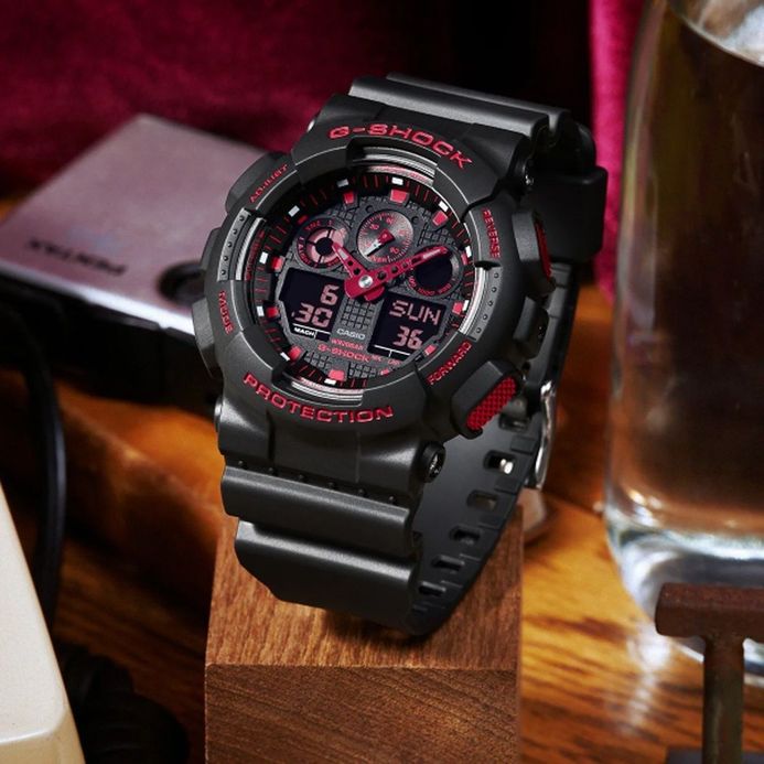 Casio G-Shock GA-100BNR-1A GA-100BNR-1ADR Ignite Red Series Digital ...