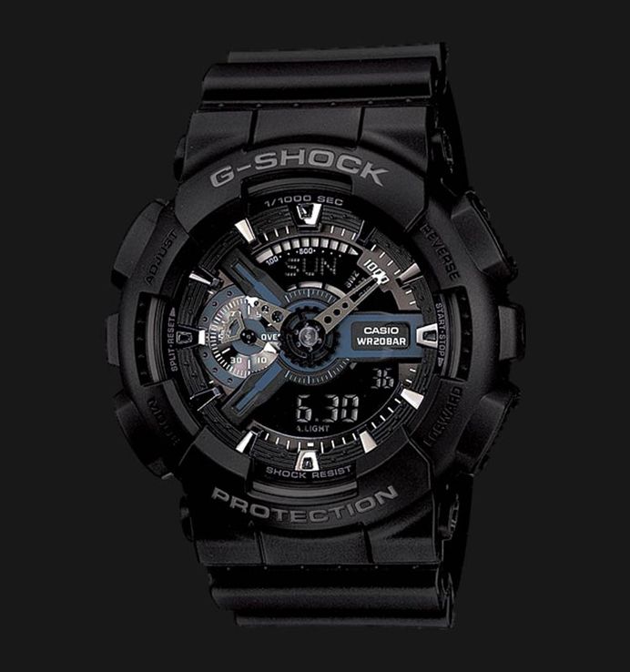 Casio G-Shock GA-110-1B GA-110-1BJF Men Black Digital Analog Dial Black Resin Band (JDM ...