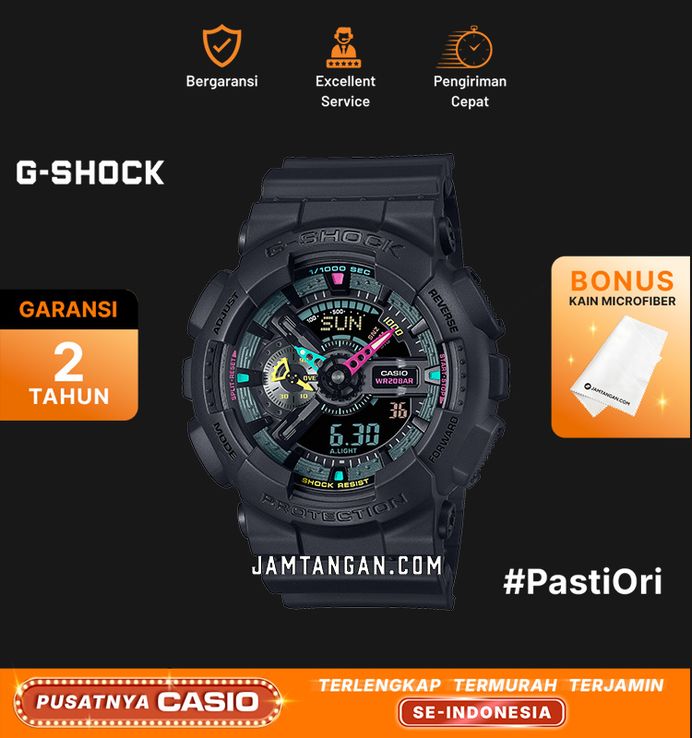 Casio G-Shock GA-110MF-1A GA-110MF-1ADR Multi-Fluorescent Accents Series Digital Analog Dial ...