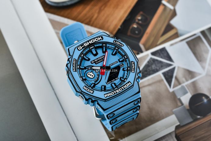 Casio G-Shock GA-2100MNG-2A GA-2100MNG-2ADR CasiOak Manga Theme Series Digital Analog Blue Dial ...