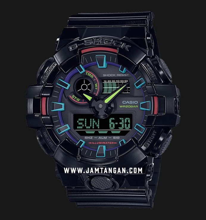 Casio G-Shock GA-700RGB-1A GA-700RGB-1ADR Virtual Rainbow Digital ...