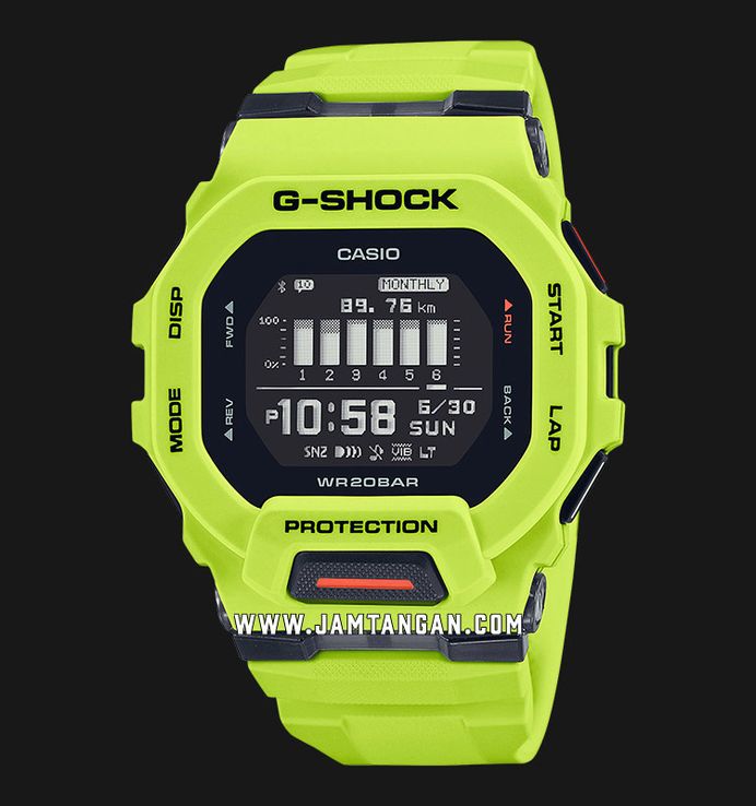 Casio G-Shock GBD-200-9 GBD-200-9DR G-Squad Men Black Digital Dial Green Lime Resin Band ...