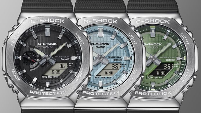 Casio G-Shock GBM-2100A-1A2JF CasiOak Metal Covered Bluetooth Blue Dial ...