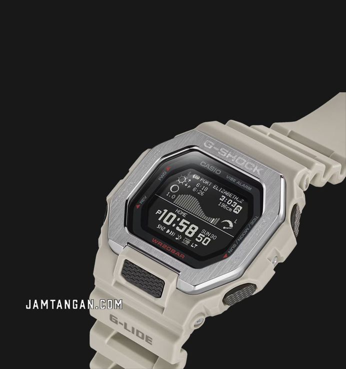 Casio G-Shock G-Lide GBX-100-8 GBX-100-8JF Natural Beach Color Digital Dial Grey Resin Band (JDM ...