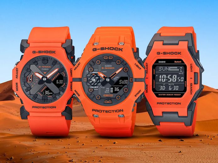 Casio G-Shock GD-B500FL-4 GD-B500FL-4DR Function Logo Series Digital Dial Emergency Orange Resin ...