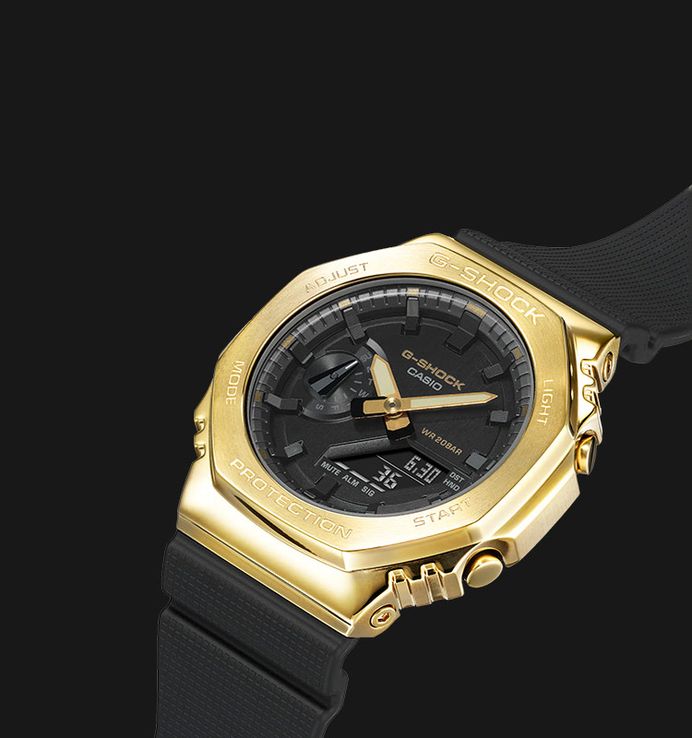 Casio G-Shock GM-2100G-1A9 GM-2100G-1A9JF CasiOak Black Analog Digital Dial Black Resin Band ...