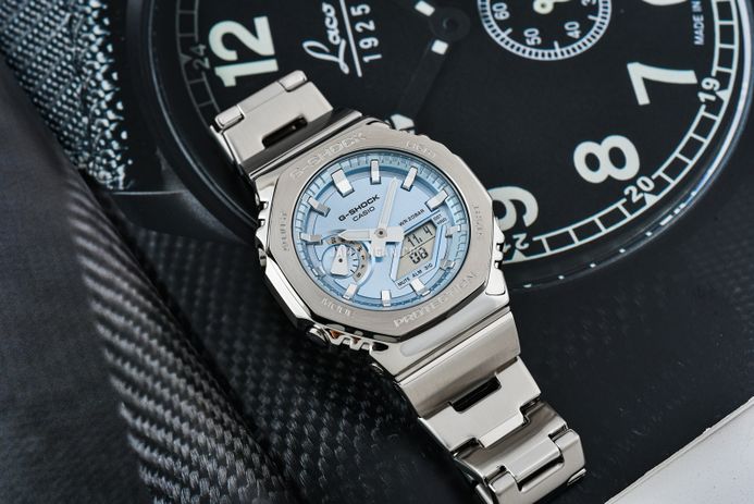 Casio G-Shock GM-2110D-2A GM-2110D-2ADR G-Steel CasiOak Sky Blue Dial ...
