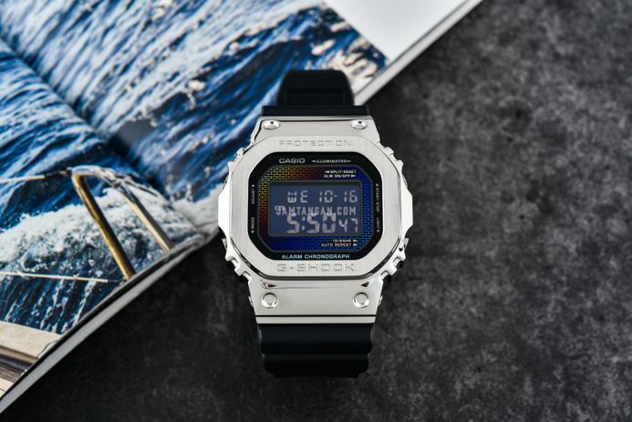 Casio G-Shock GM-5600RW-1 GM-5600RW-1DR Rainbow Brick Wall Digital Dial ...