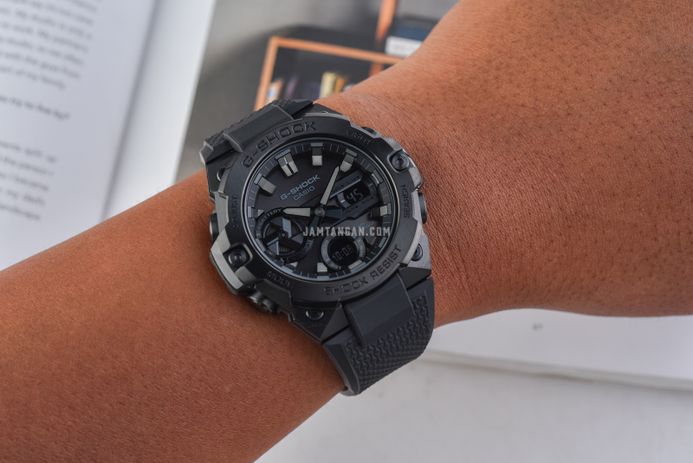 Casio G-Shock GST-B400BB-1A GST-B400BB-1ADR Black On Black G-Steel Digital Analog Black Dial ...