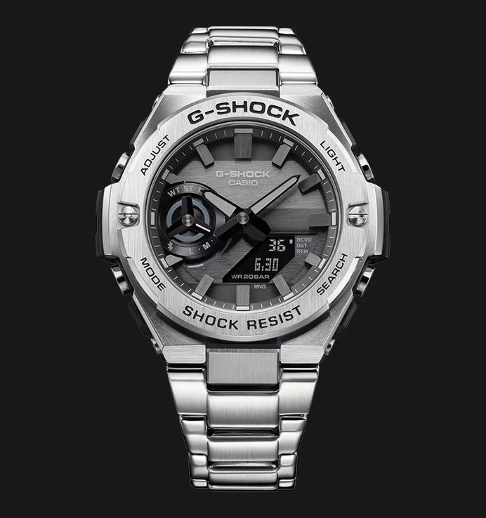 Casio G-Shock G-Steel GST-B500D-1A1 GST-B500D-1A1DR Tough Solar Black Dial Stainless Steel Band ...