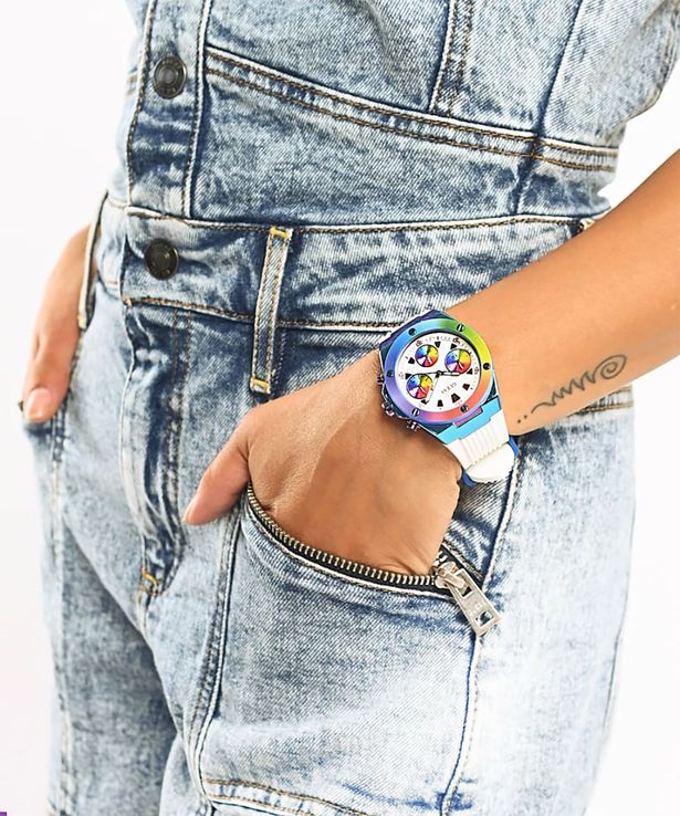 Guess Athena GW0030L6 Ladies Worn White Tie Dye Dial White Silicone ...