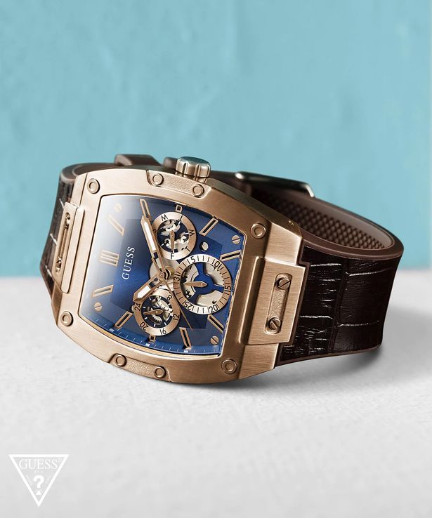 Guess Phoenix GW0202G2 Blue Dial Brown Leather Strap | Jamtangan.com