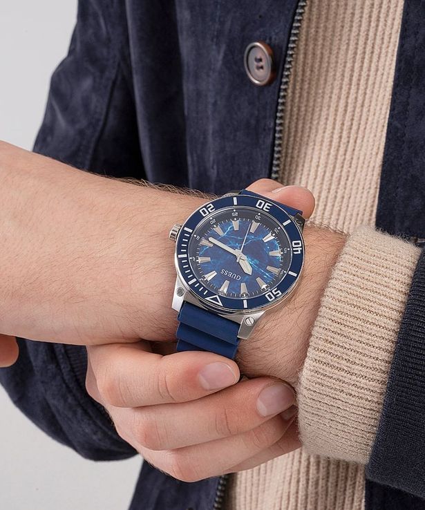 Guess GW0420G1 Men Blue Stone Dial Blue Silicone Strap | Jamtangan.com