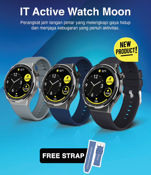 IT Active Watch Moon WR02 Smartwatch Digital Dial Black Rubber Strap ...