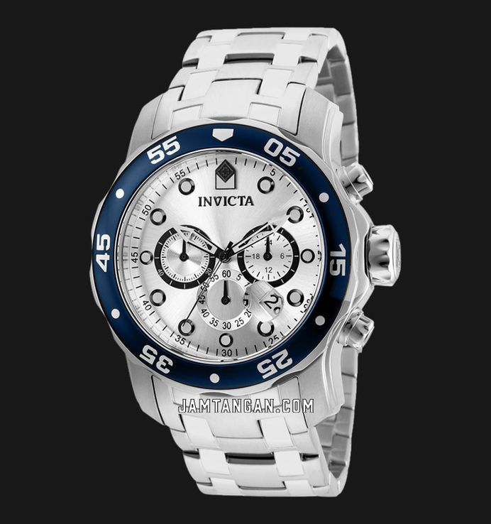 INVICTA Pro Diver 80058 SCUBA Men Silver Dial Stainless Steel Strap ...