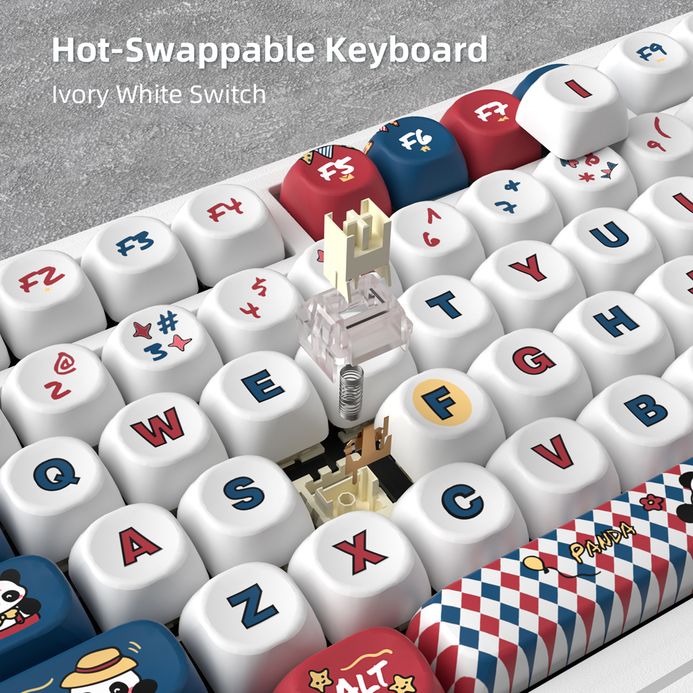 Magegee AIR75 Tri Mode Mechanical Keyboard Panda Theme Ivory White ...