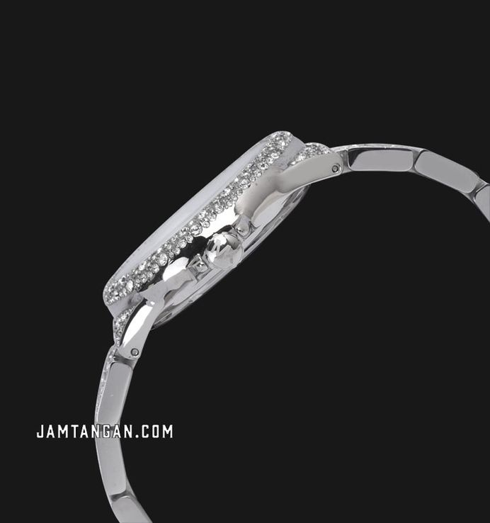 Michael Kors Camille MK6957 Ladies Silver Dial Full Diamond Stainless ...