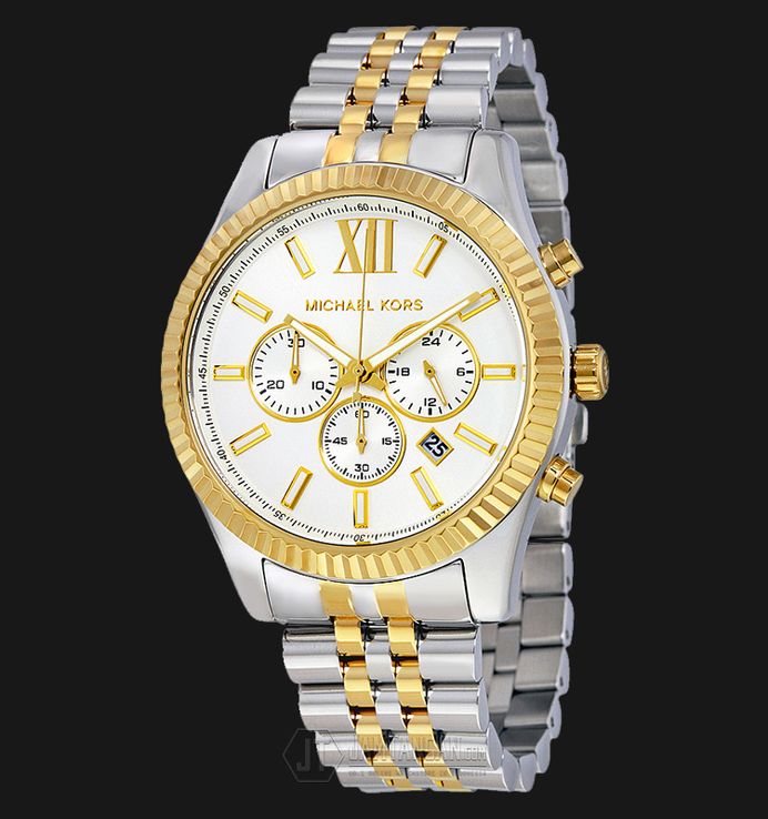 Michael Kors Lexington MK8344 Chronograph White Dial Dual Tone ...