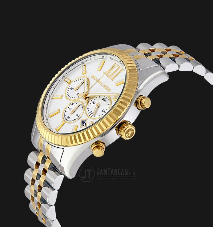 Michael Kors Lexington MK8344 Chronograph White Dial Dual Tone ...