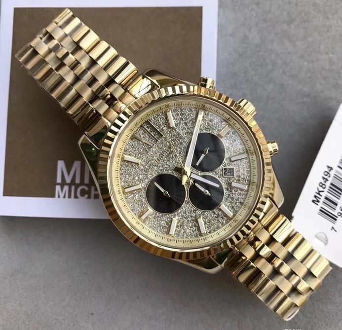 Michael Kors Lexington MK8494 Chronograph Men Gold Dial Gold Stainless ...