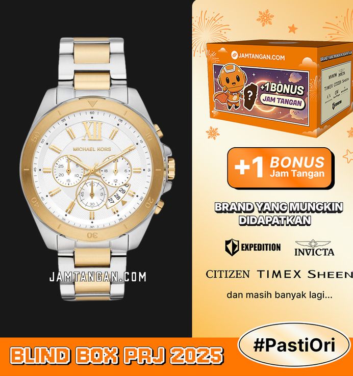 Michael Kors Brecken MK9064 Men Chronograph Silver Dial Dual Tone ...