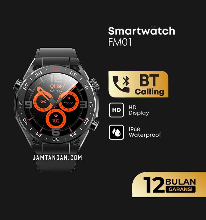 Olike Atlas FM01 Smartwatch Digital Dial Black Rubber Strap | Jamtangan.com