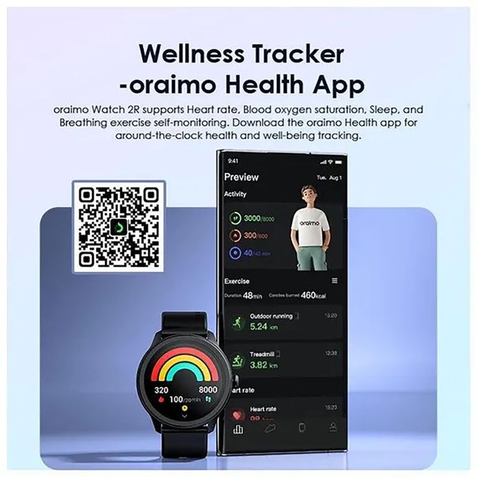 Oraimo Watch OSW-30 Smartwatch Digital Dial Black Rubber Strap + Ekstra ...