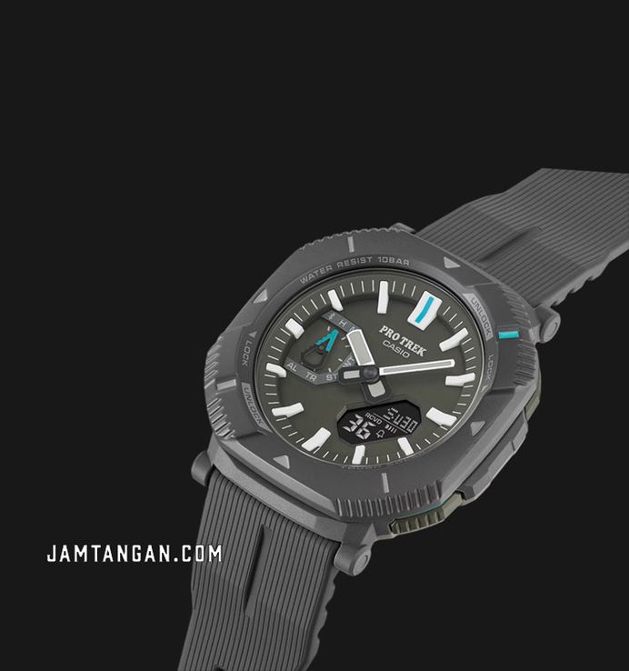 Casio Pro Trek PRJ-B001-1 PRJ-B001-1DR Tough Solar Hiker Line Digital Analog Dial Black Resin ...