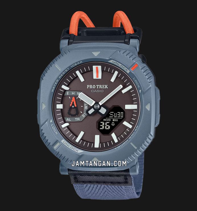Casio Pro Trek PRJ-B001B-2 PRJ-B001B-2DR Tough Solar Digital Analog Dial Blue Cloth Band ...