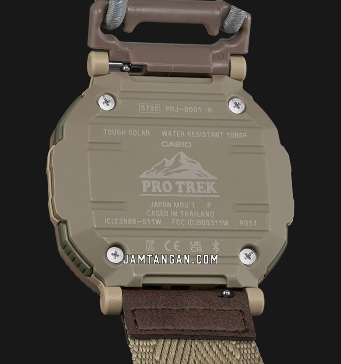 Casio Pro Trek PRJ-B001B-5 PRJ-B001B-5JF Tough Solar Digital Analog Dial Brown Cloth Band (JDM ...