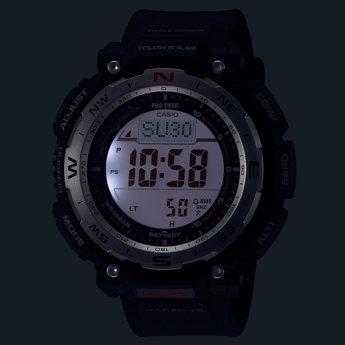 Casio Pro Trek PRW-3400-1 PRW-3400-1JF Climber Line Tough Solar Digital Dial Black Resin Band ...
