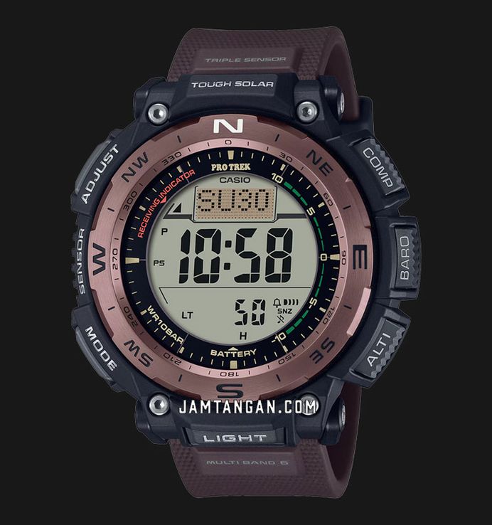 Casio Pro Trek PRW-3400Y-5 PRW-3400Y-5JF Climber Line Tough Solar Digital Dial Brown Resin Band ...