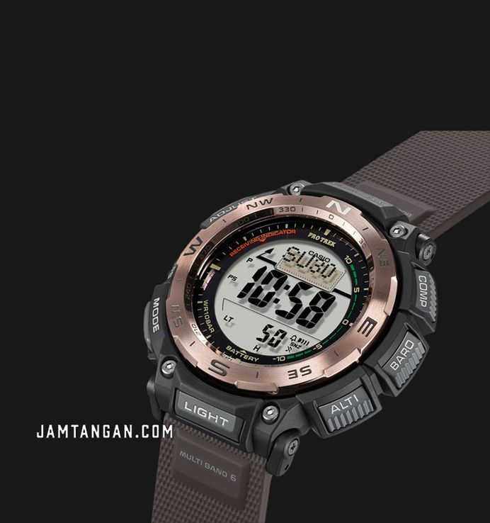 Casio Pro Trek PRW-3400Y-5 PRW-3400Y-5JF Climber Line Tough Solar Digital Dial Brown Resin Band ...