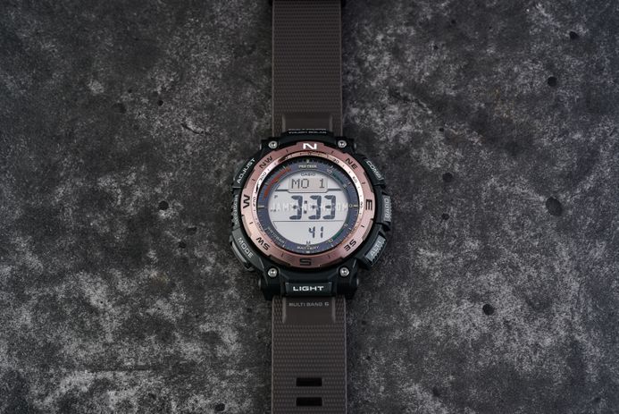 Casio Pro Trek PRW-3400Y-5 PRW-3400Y-5JF Climber Line Tough Solar Digital Dial Brown Resin Band ...