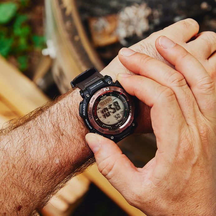Casio Pro Trek PRW-3400Y-5 PRW-3400Y-5JF Climber Line Tough Solar Digital Dial Brown Resin Band ...