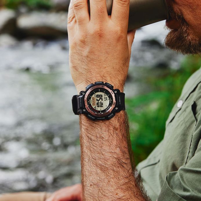 Casio Pro Trek PRW-3400Y-5 PRW-3400Y-5JF Climber Line Tough Solar Digital Dial Brown Resin Band ...