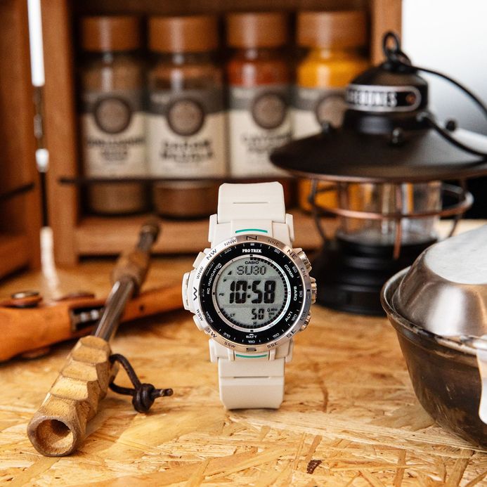 Casio Pro Trek PRW-35-7 PRW-35-7DR Tough Solar Digital Dial White Resin ...