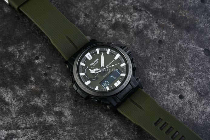 Casio Pro Trek PRW-61Y-3 PRW-61Y-3JF Tough Solar Black Digital Analog Dial Army Green Resin Band ...