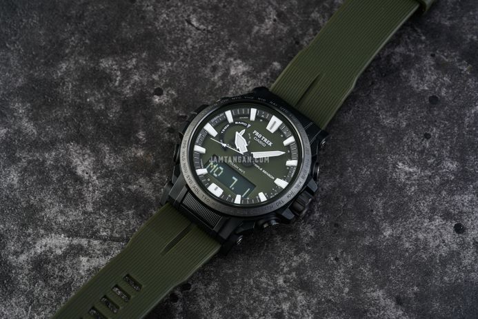 Casio Pro Trek PRW-61Y-3 PRW-61Y-3JF Tough Solar Black Digital Analog Dial Army Green Resin Band ...